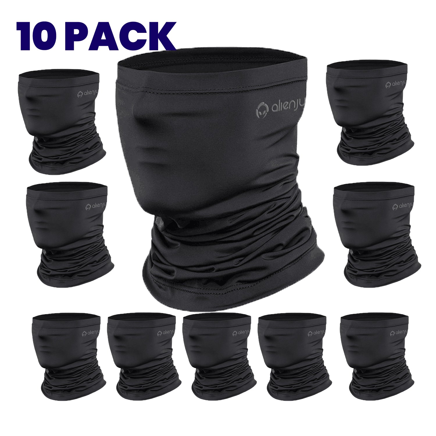 [10 PACK] ALIEN JUNKIE Black Neck Gaiter UV Protect Sports Balaclava ...