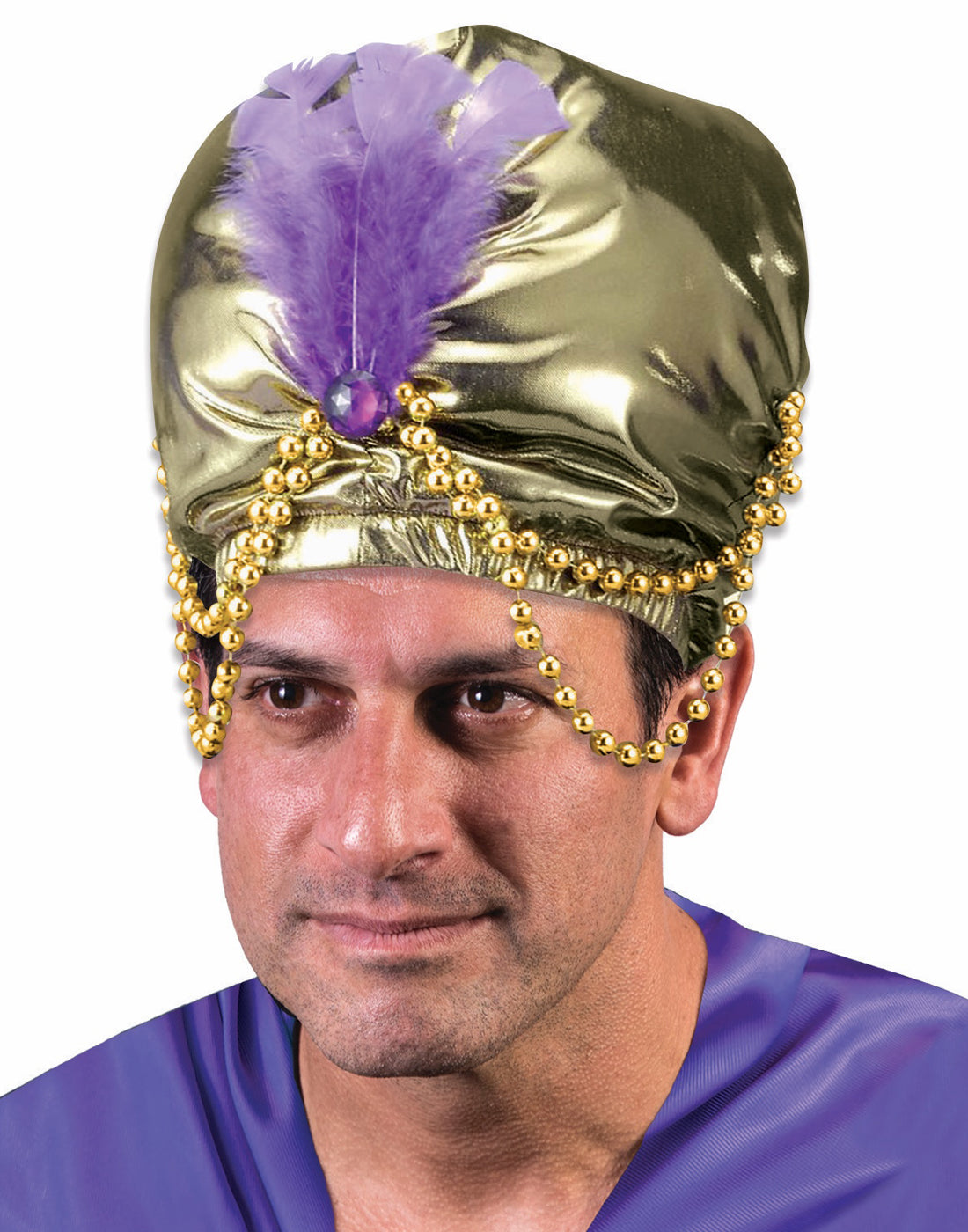 Gold Sultan Turban With Attached Beads – Costume Zoo